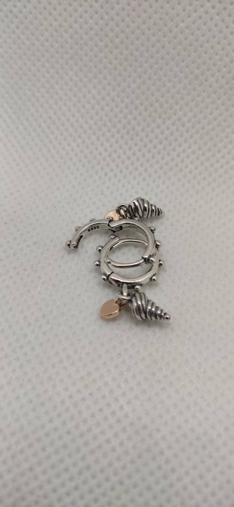 925 Sterling Silver Beach Seashell With Heart Small Ear Hoops | Etsy