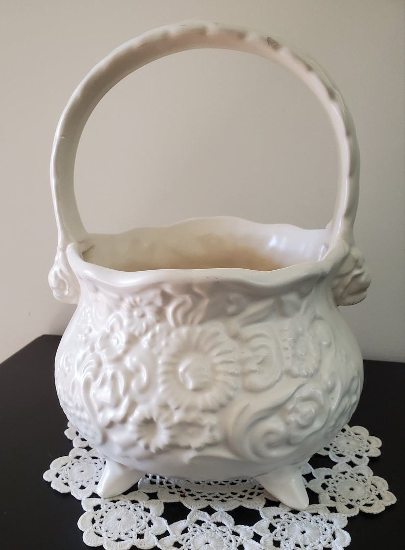 Vintage Hull Creamware Planter/flower Pot Basket - Etsy