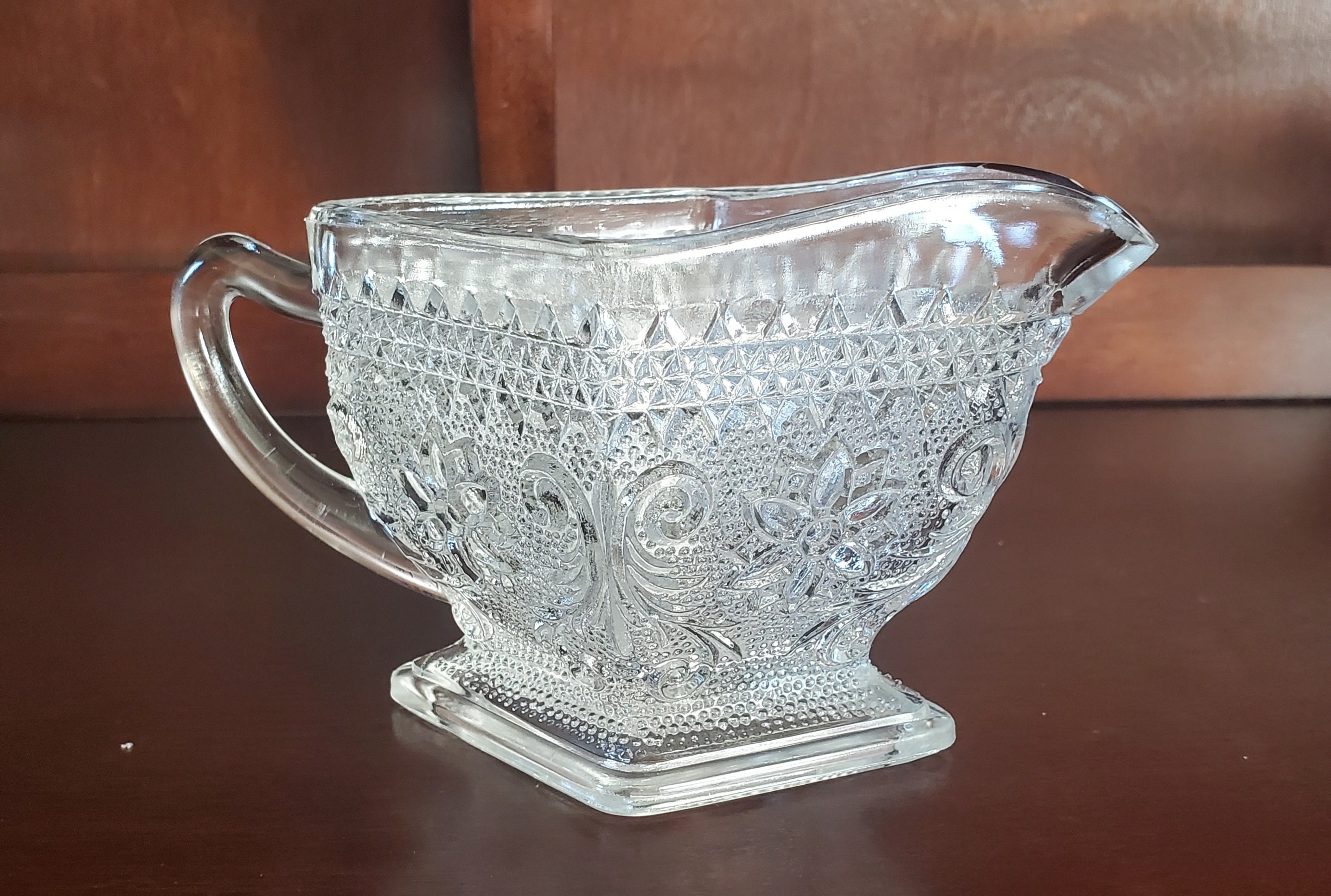 Vintage-tiara Clear Depression Glass Creamer and Sugar Diamond - Etsy