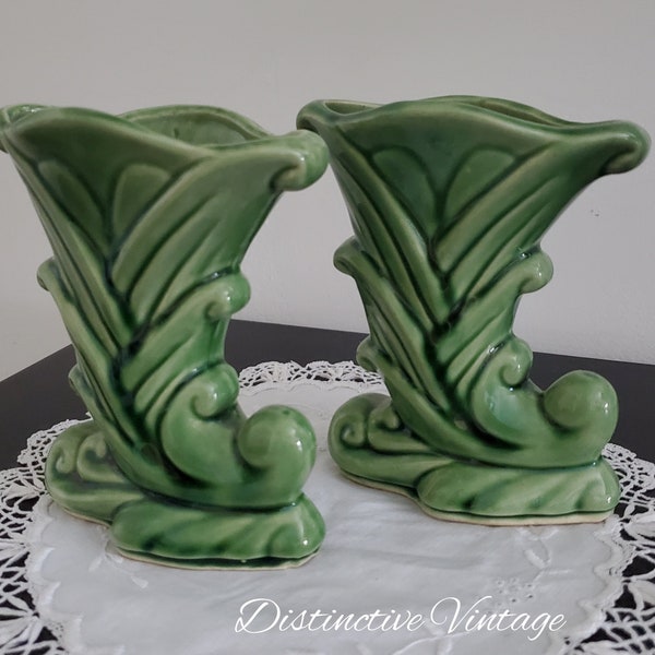Vintage Green Cornucopia Planter - Etsy