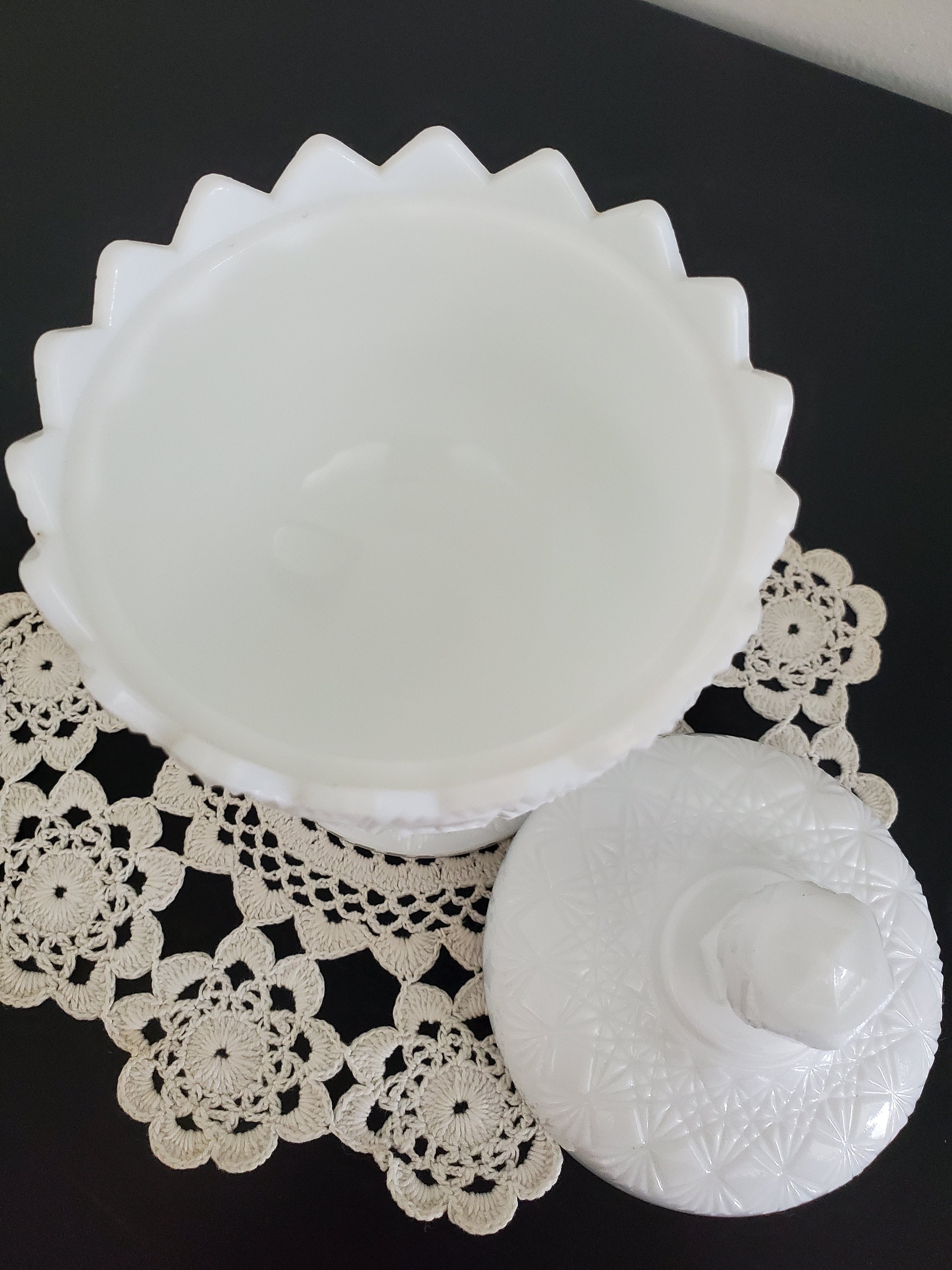 Vintage Indiana Glass Diamond Pattern Milk Glass Footed - Etsy