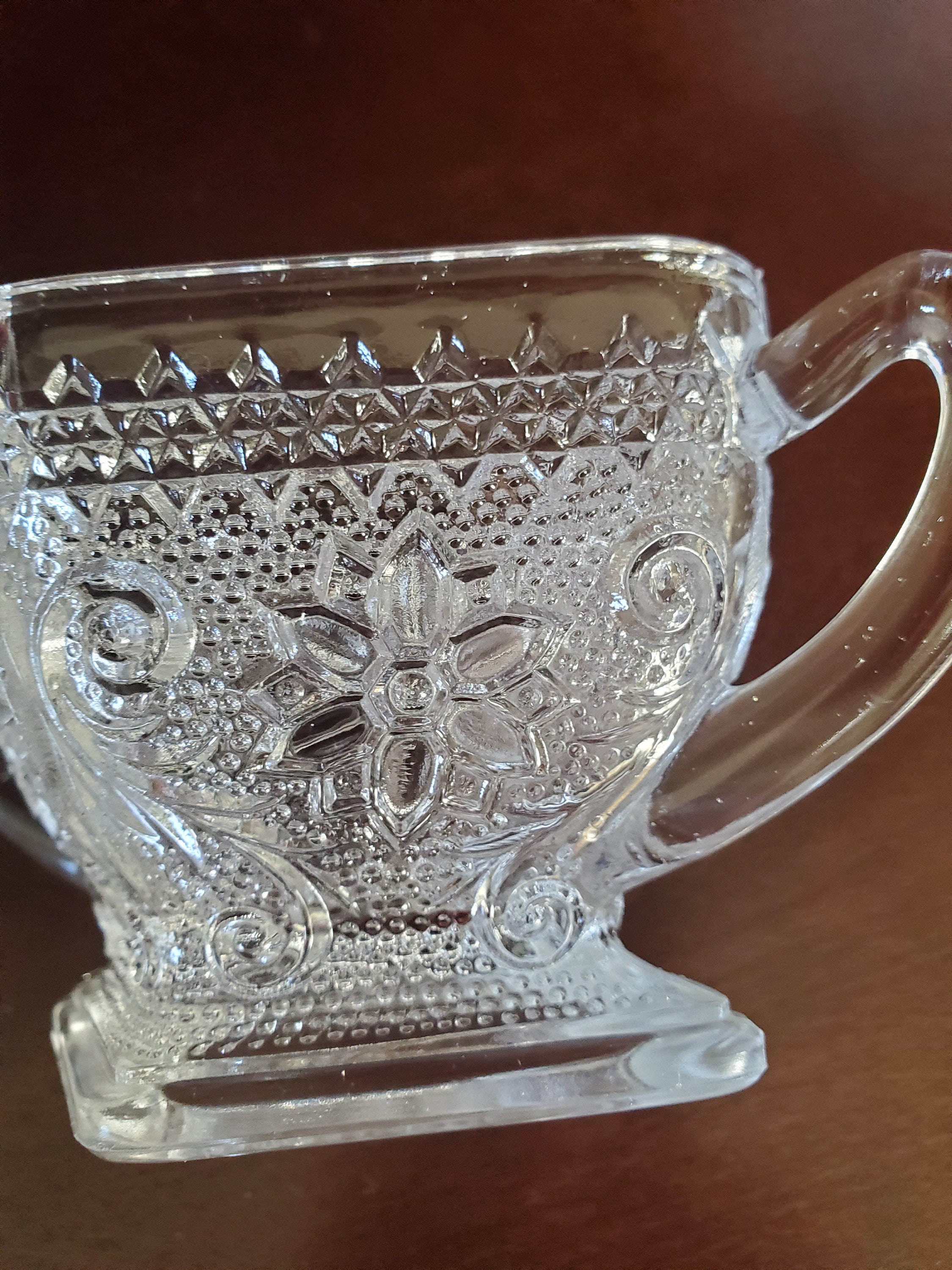 Vintage-tiara Clear Depression Glass Creamer and Sugar Diamond - Etsy