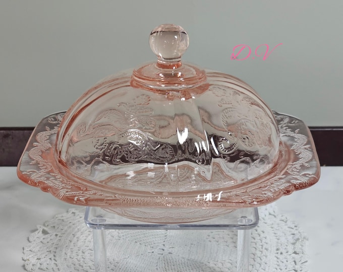 Vintage Indiana Pink Depression Glass Butter Dish-madrid Pattern - Etsy