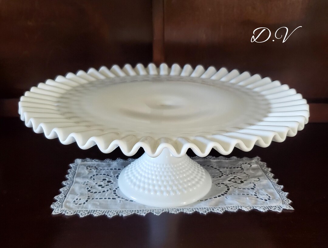 Vintage Fenton White Milk Glass Hobnail Cake Stand - Etsy