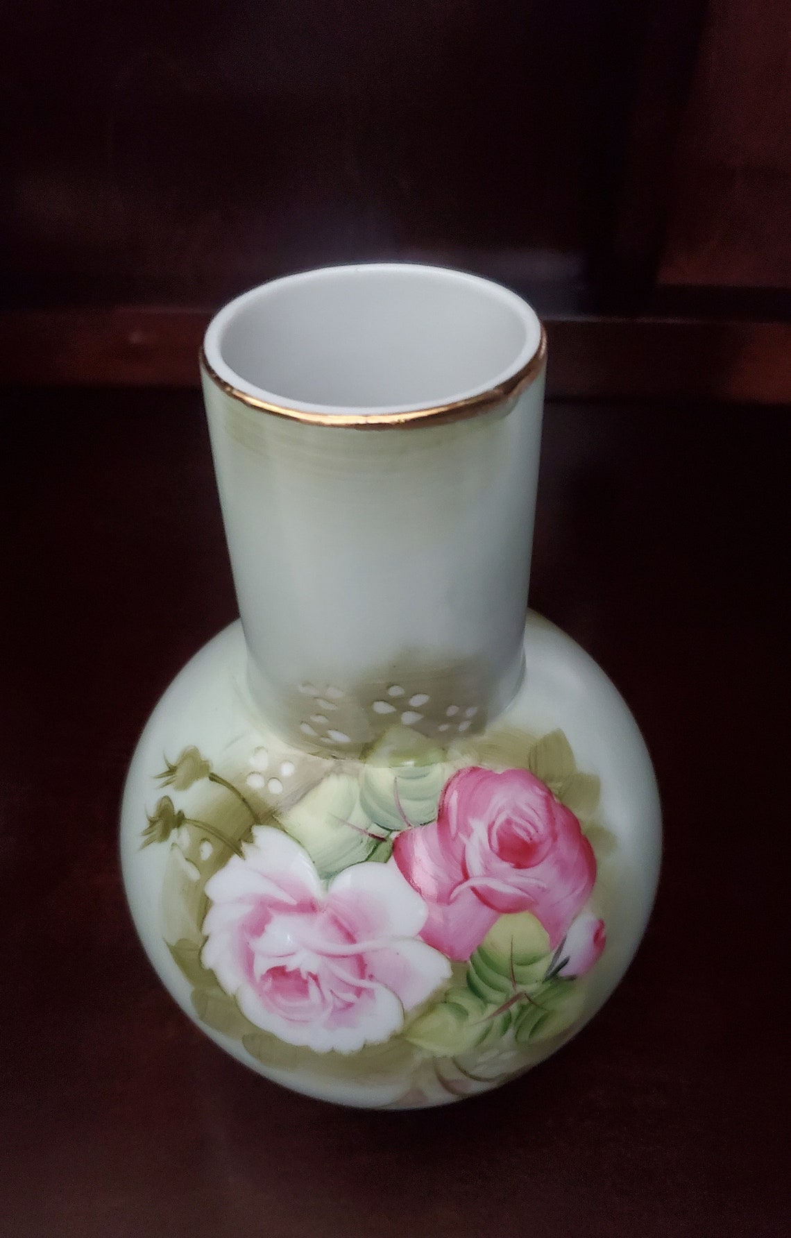 Vintage Lefton Japanese Bulbous Vase-pink Rose Design - Etsy