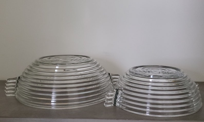 Vintage Anchor Hocking-manhattan Pattern- (2) Two Bowl Set W/handles - Etsy