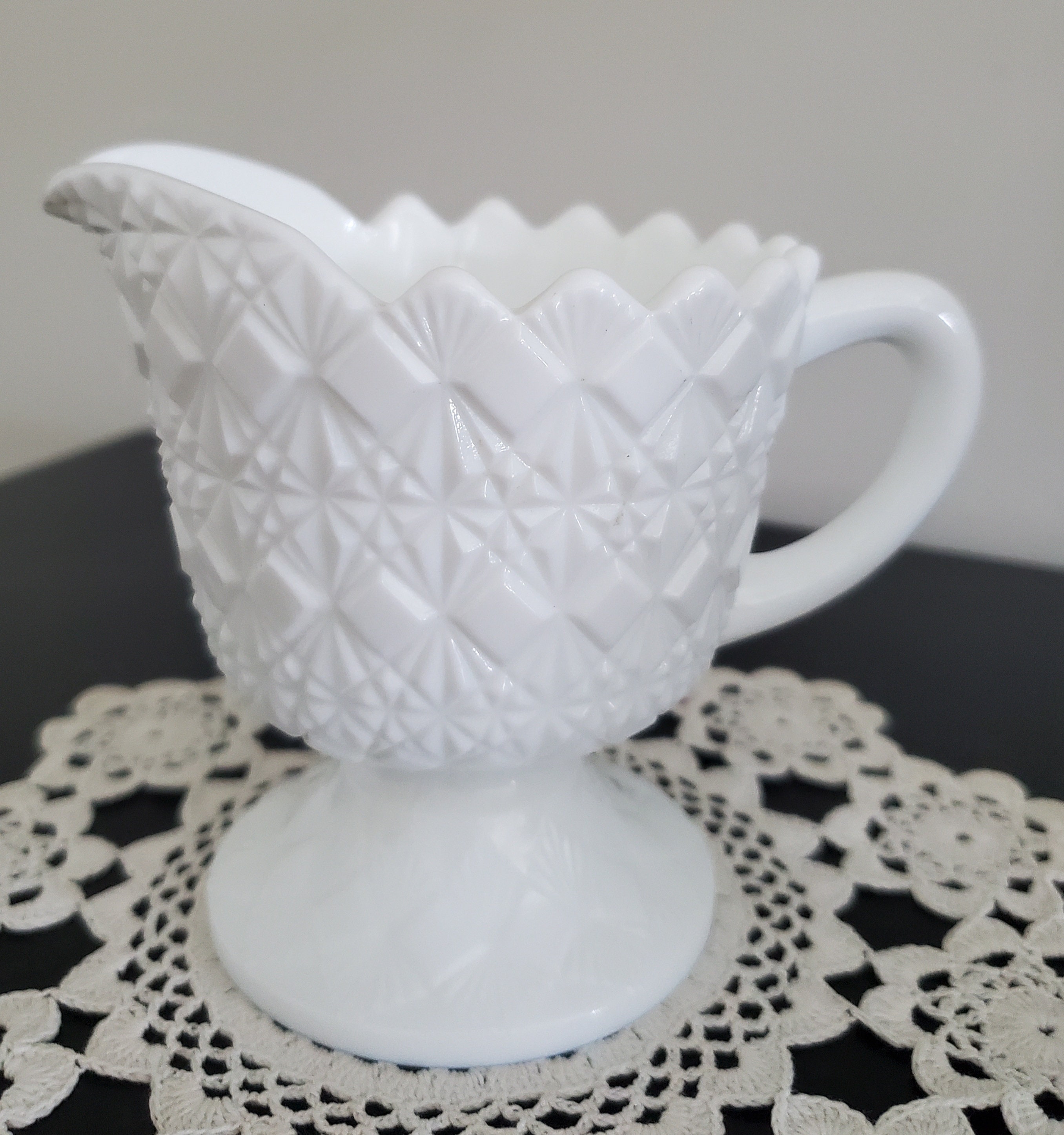 Vintage Indiana Glass Diamond Pattern Milk Glass Footed - Etsy