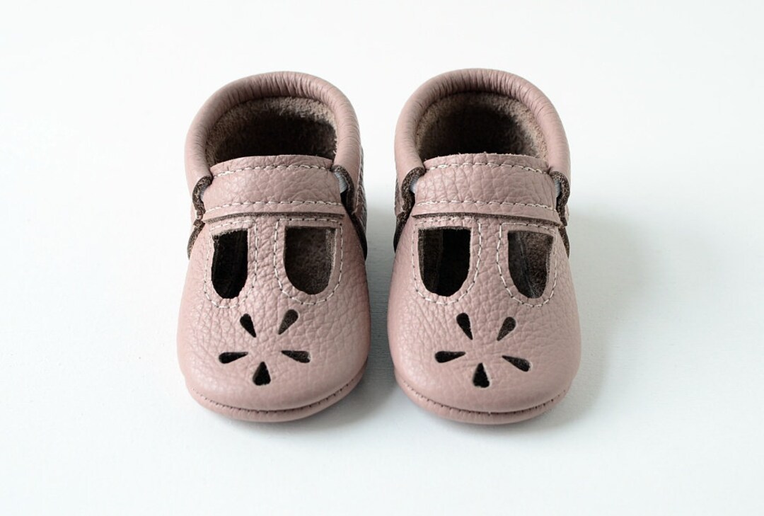 Real Leather Dusky Pink Baby Soft Shoes, Tourmaline Handmade Moccasins ...