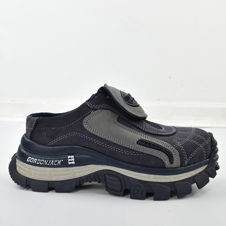 GORDON JACK 90s Cut off Navy & Grey Platform Trainers With - Etsy