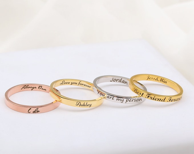 Stacking Name Ring in Sterling Silver, Skinny Name Ring, Personalized Name Ring - Etsy