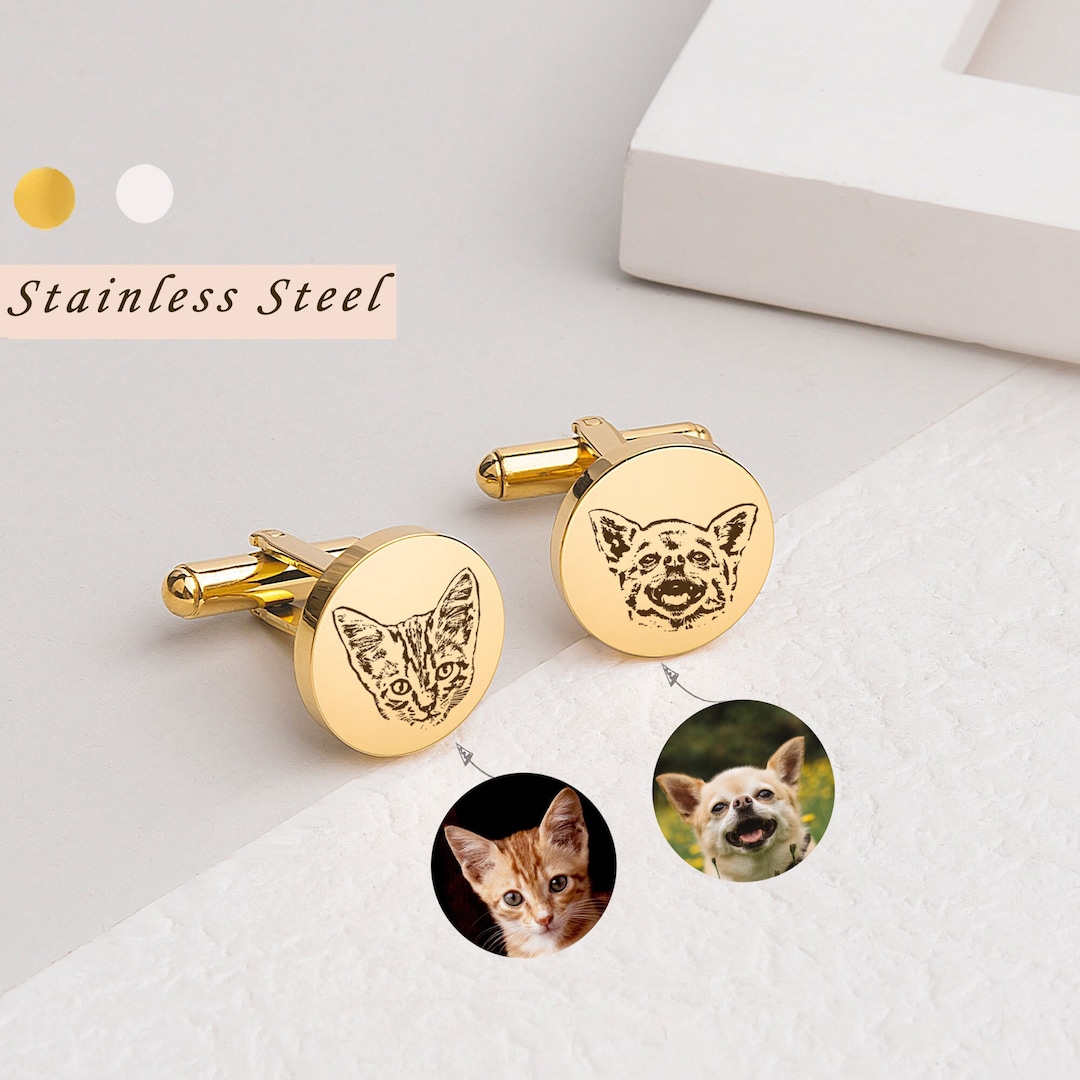 Dog Cufflinks Custom - Cuff Links Pet Portrait - Personalized Cat ...
