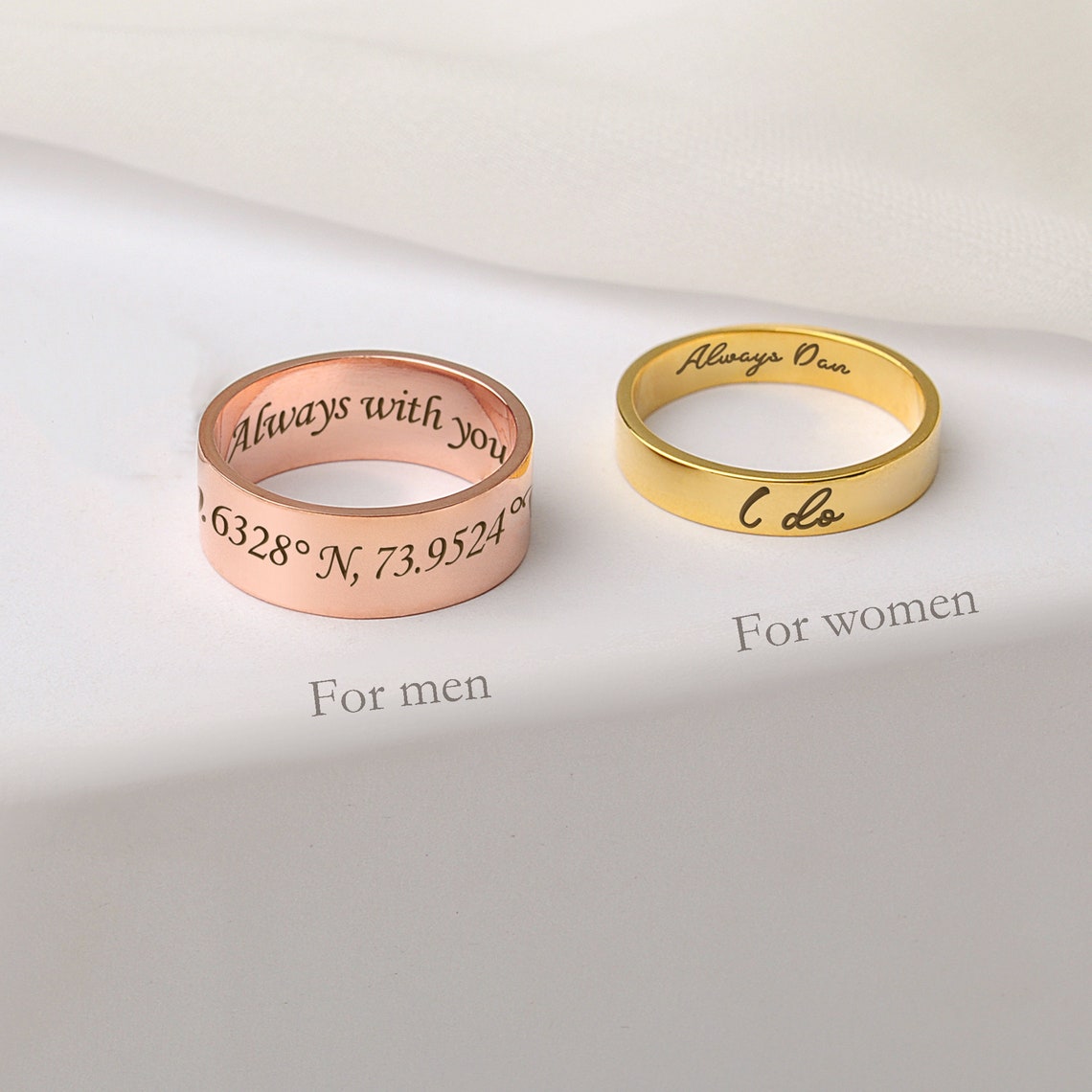 Promise Rings for Couples Couples Engraved Ring Couples | Etsy