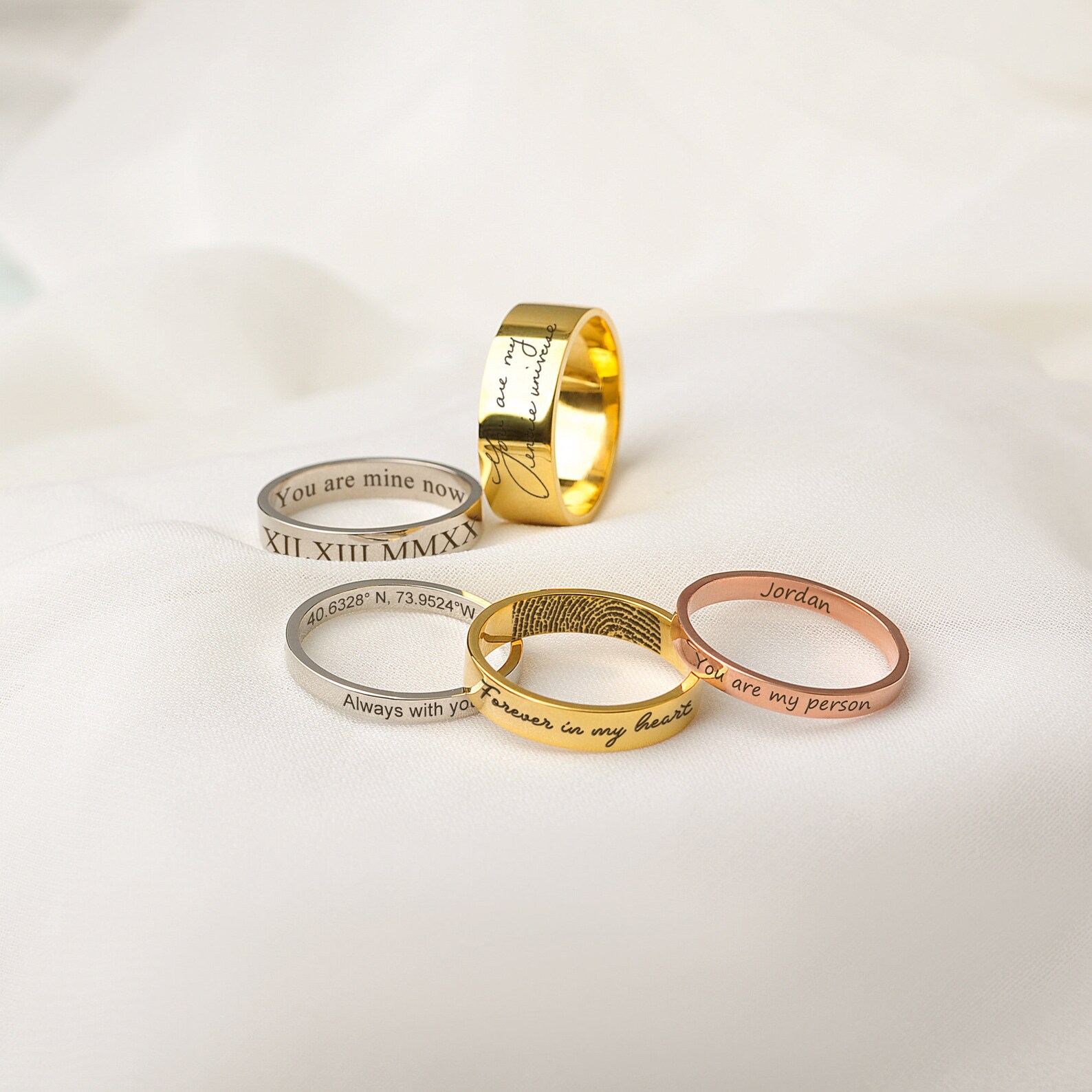 Memorial Gift Fingerprint Ring Engraved Ring with Actual | Etsy