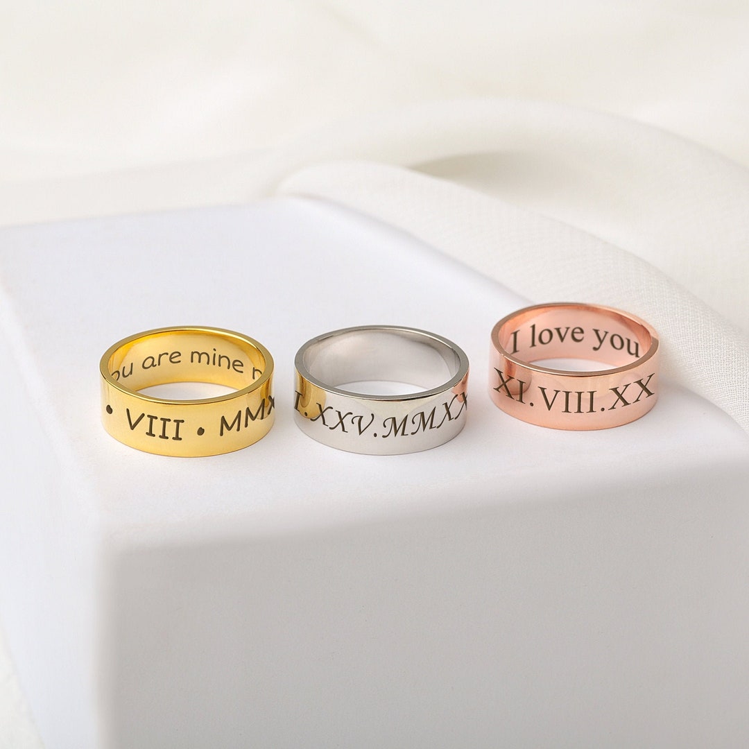 Christmas Gifts for Him - Roman Numeral Ring Men - Personalized Ring ...