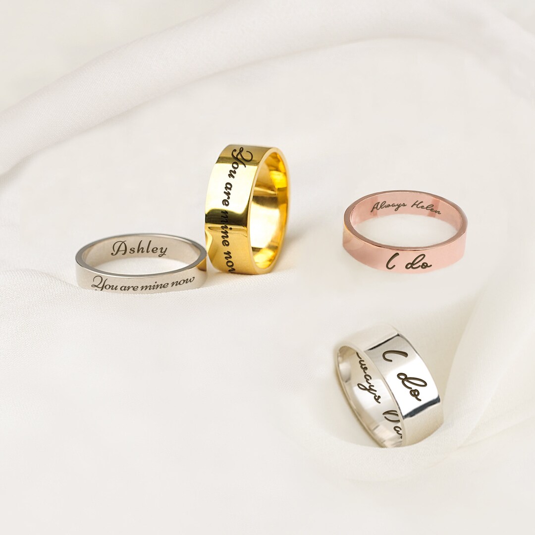 Couple Ring Set - Engraved Couples Ring - Promise Rings for Couples ...