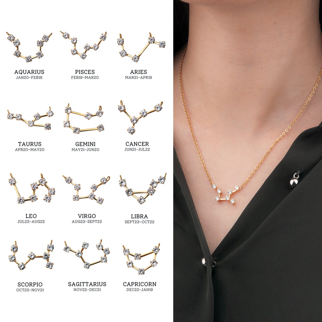 Constellation Jewelry Zodiac Necklace - Zodiac Signs Crystal Necklace ...