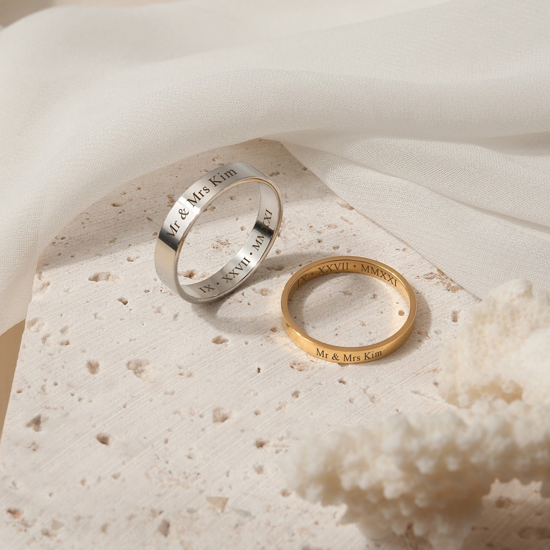 Wedding Gift - Promise Rings for Couples - Couples Engraved Ring ...
