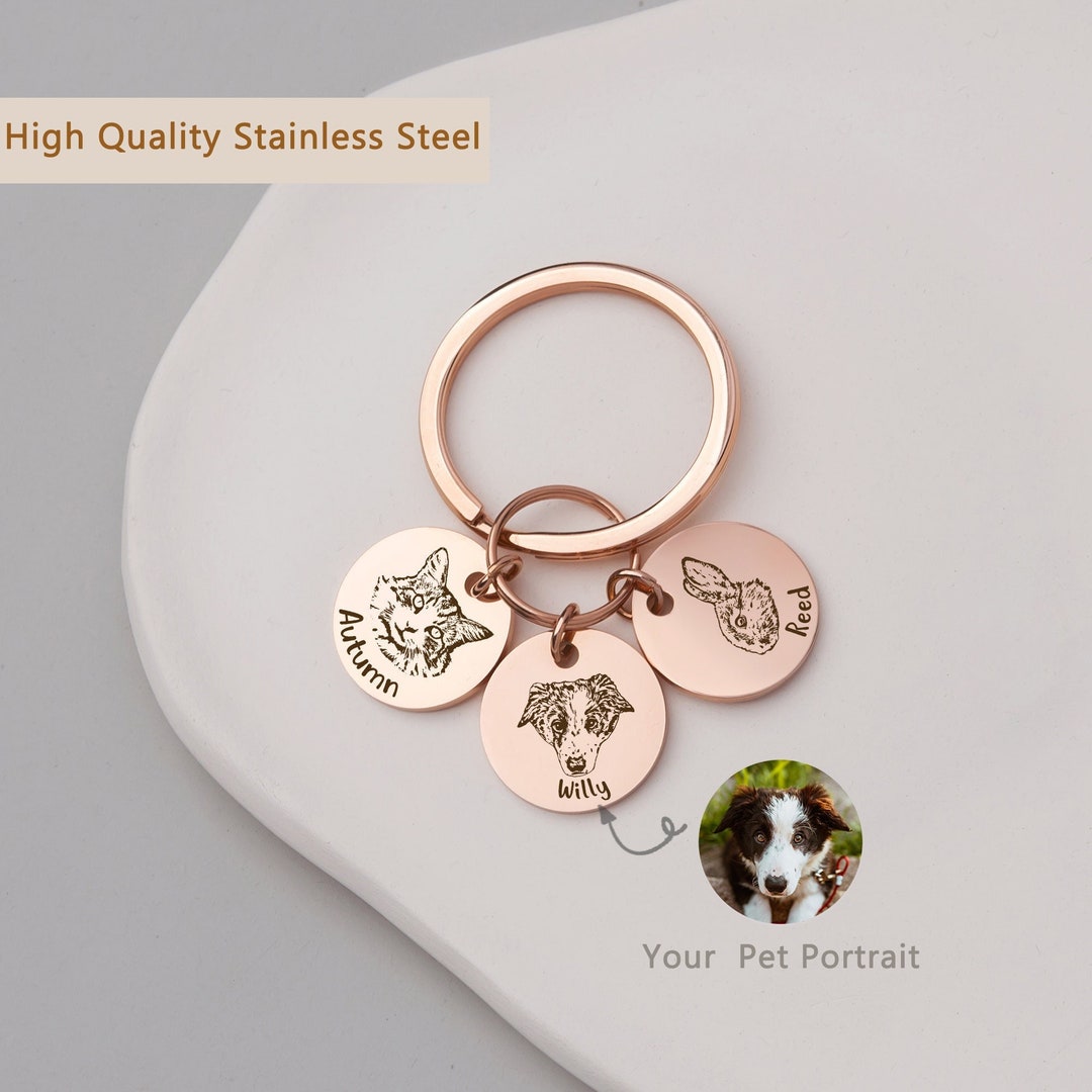 Custom Pet Keychain Pet Portrait Custom Keychain Dog Keychain Cat ...