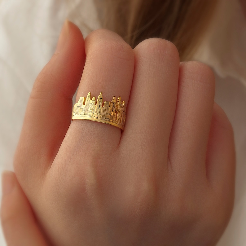 Skyline Ring Custom City Ring Travel Ring Sterling Silver - Etsy