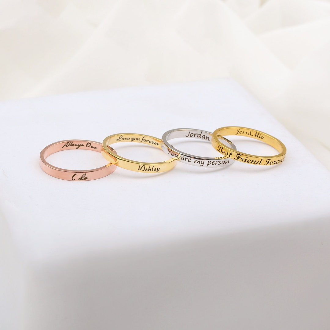 Custom Word Ring - Stacking Name Ring - Inside Engraved Ring ...