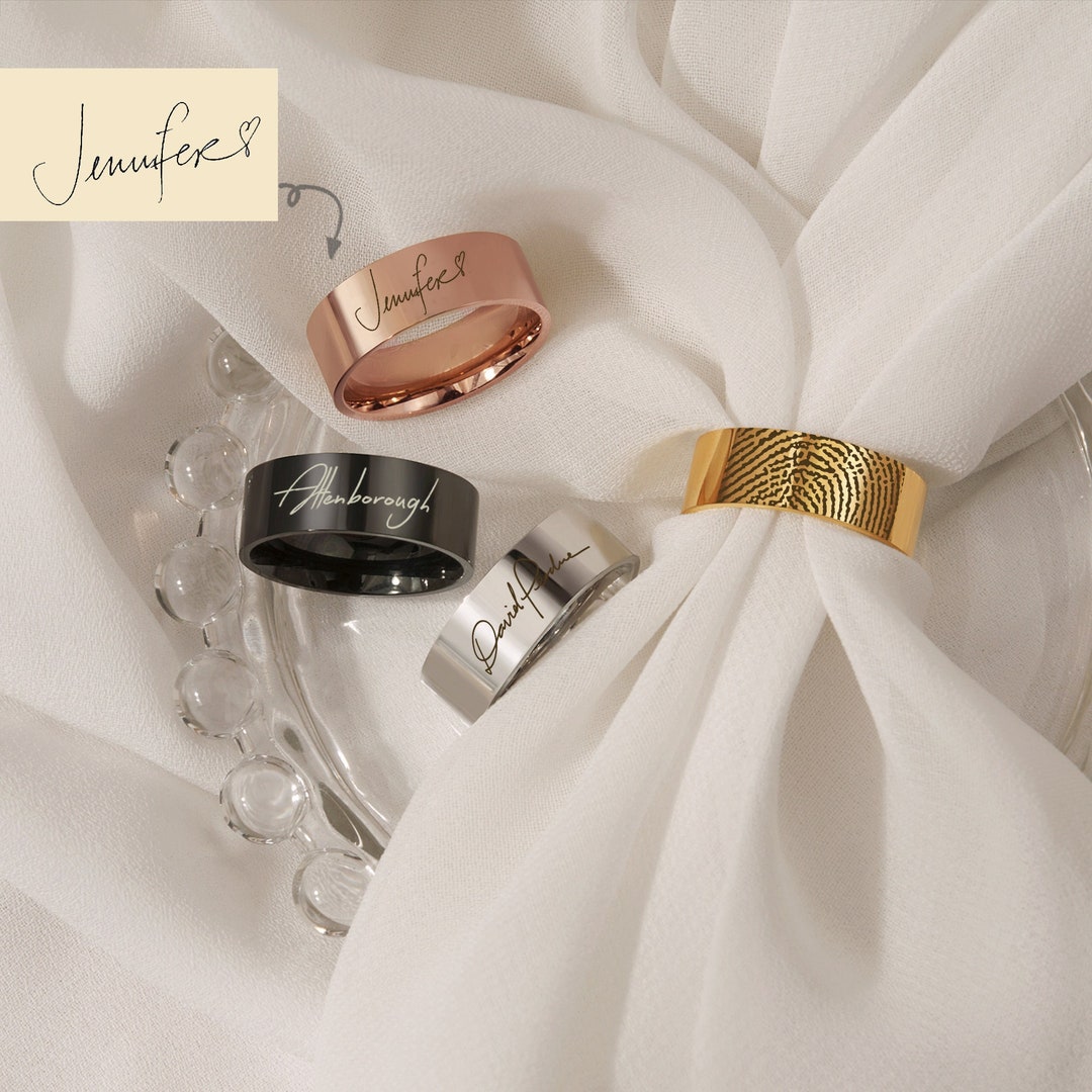 Handwriting Ring Men - Custom Fingerprint Ring for Men - Fingerprint ...
