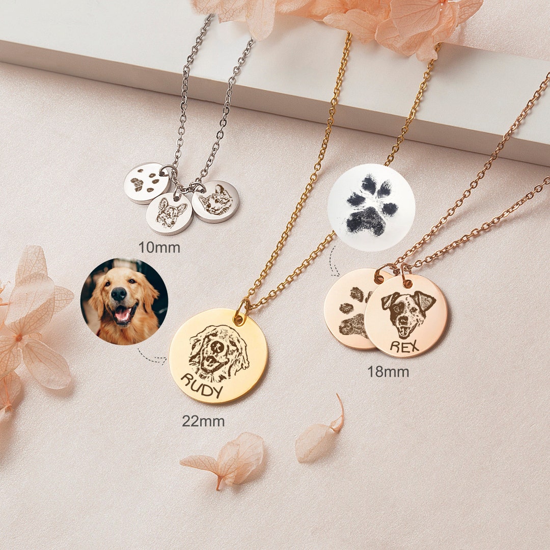Personalized Dog Necklace for Women - Pet Portrait Custom - Dog ...