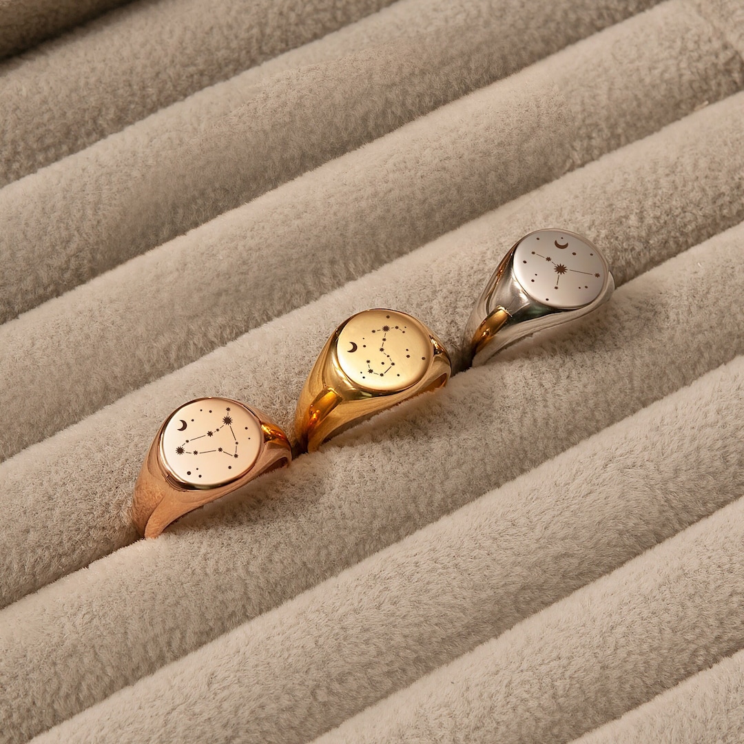 Custom Zodiac Ring - Constellation Ring - Star Signet Ring - Zodiac ...