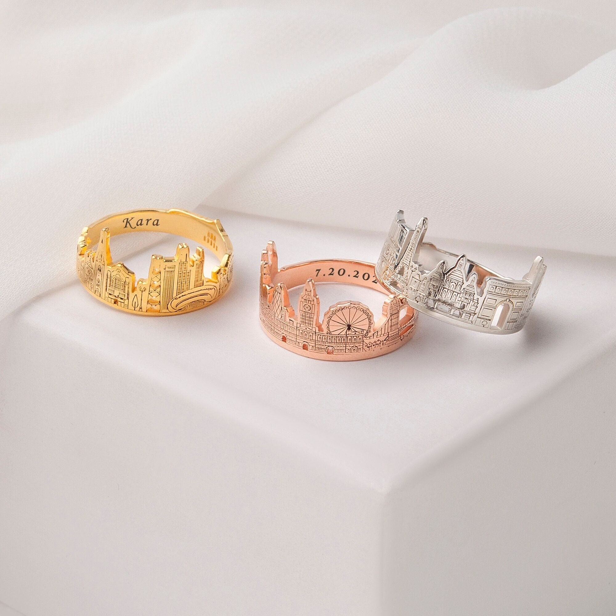 Custom City Ring Skyline Ring Cityscape Ring Travel Ring - Etsy