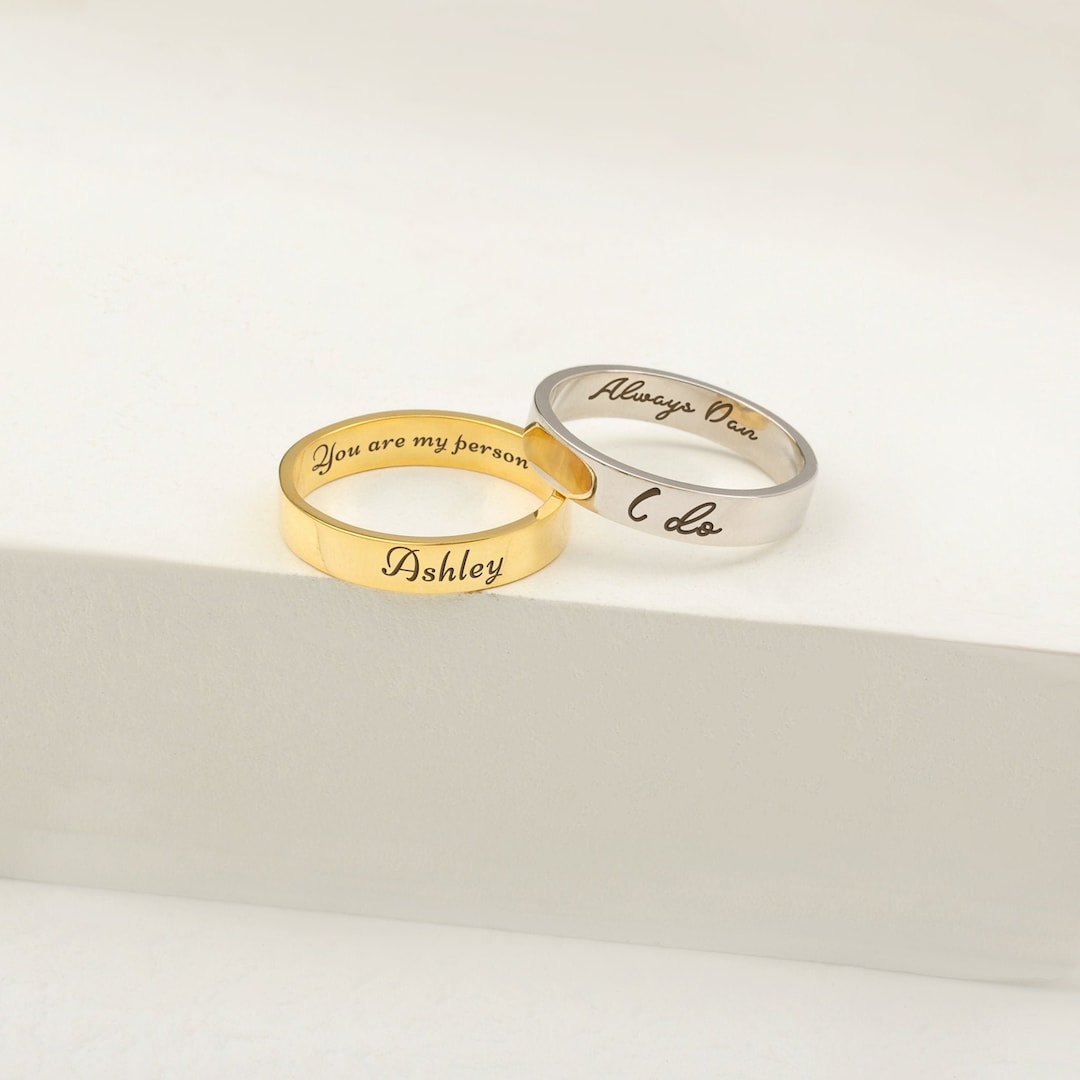 Gift for Her - Custom Word Ring - Name Ring in Sterling Silver- Inside ...