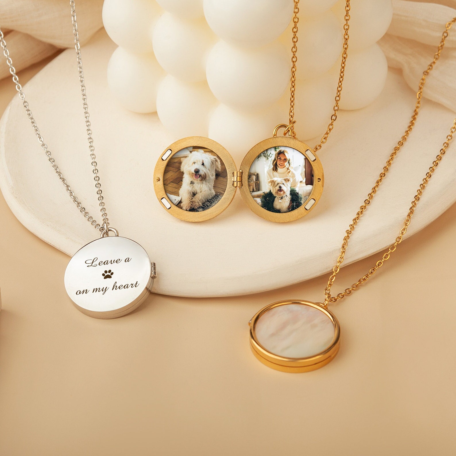 Pet Locket Necklace Custom Pet Photo Locket - Locket Necklaces With 2 ...