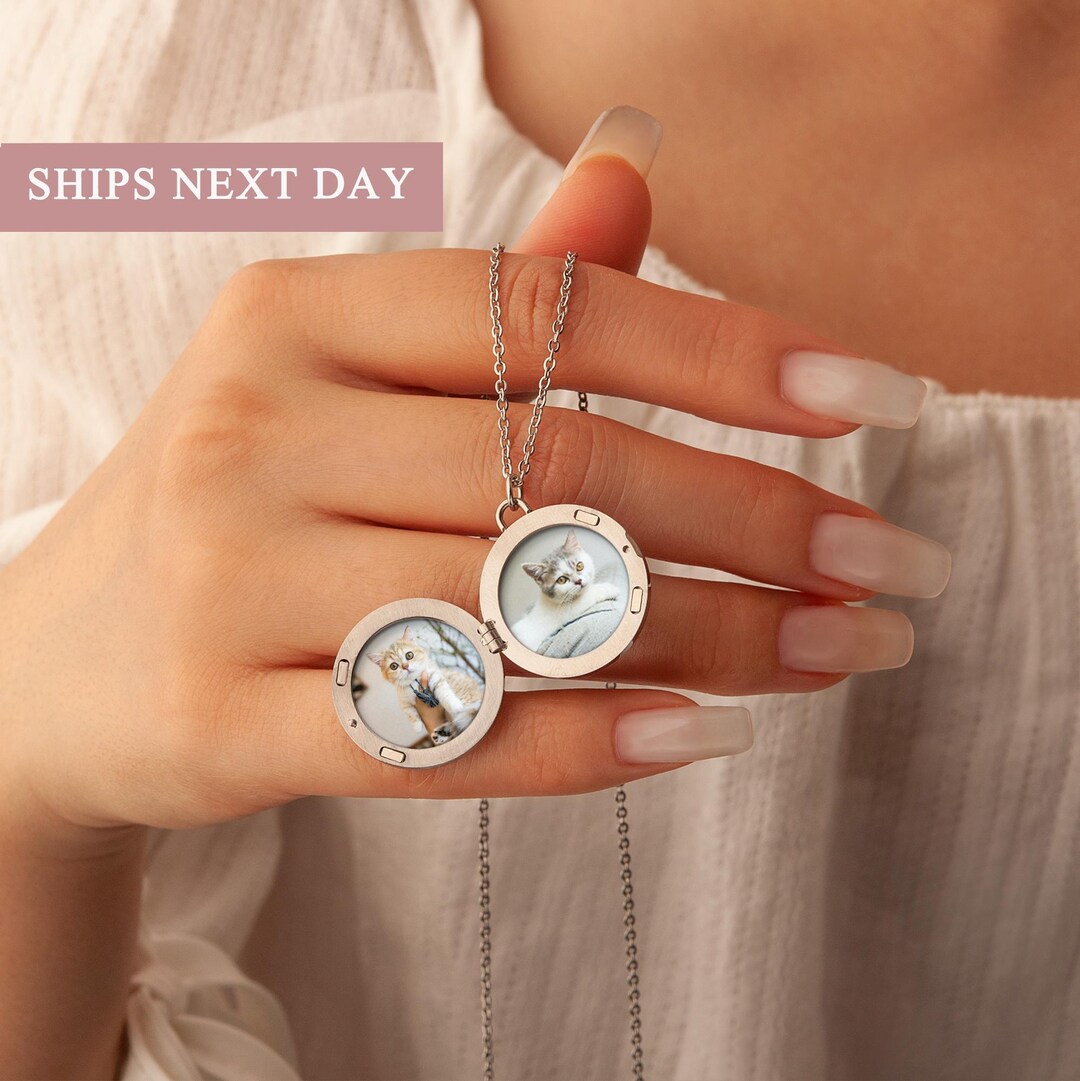 Pet Locket Necklace Custom Pet Photo Locket - Locket Necklaces With 2 ...