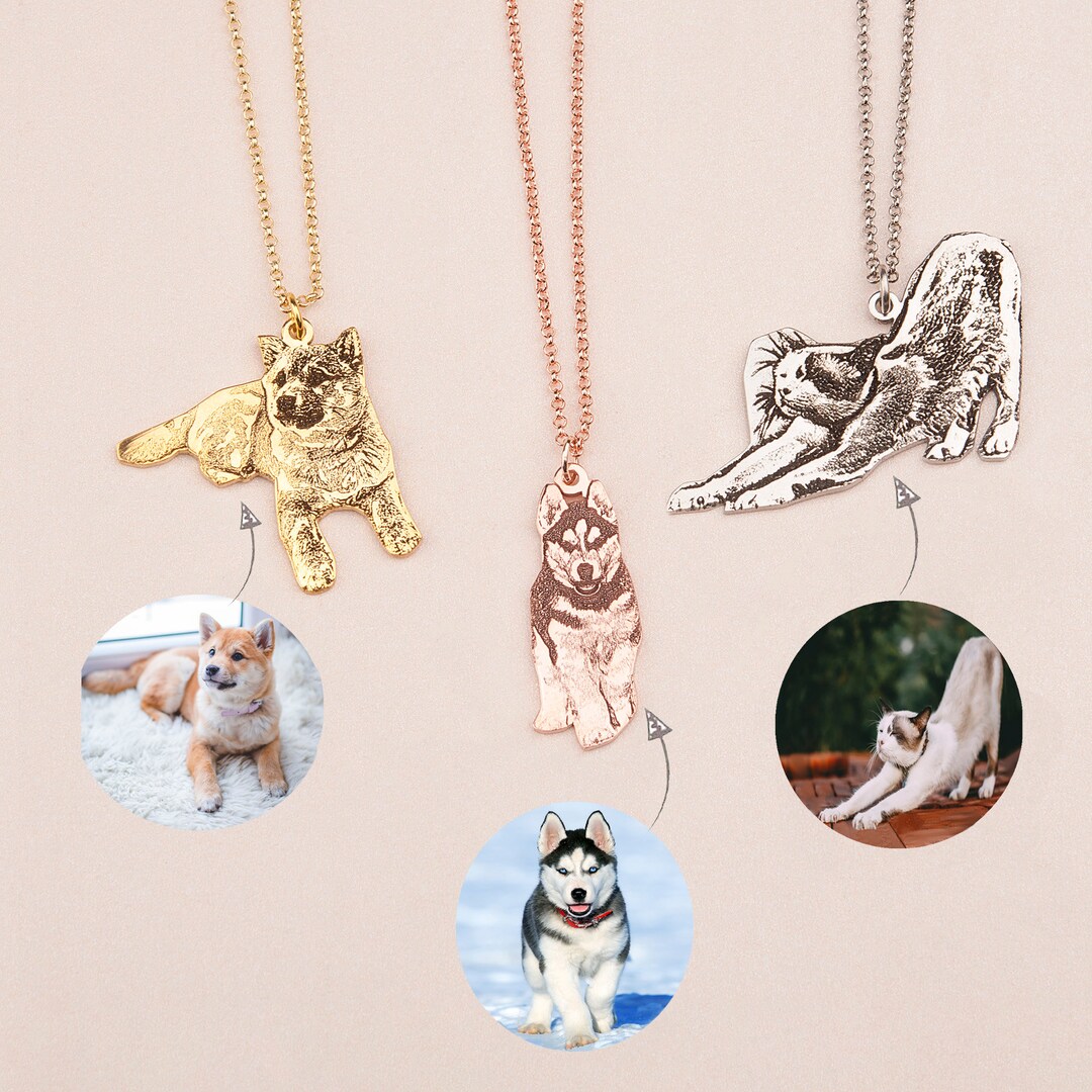 Pet Photo Necklace Pet Portrait Custom From Photo Personalized Cat ...