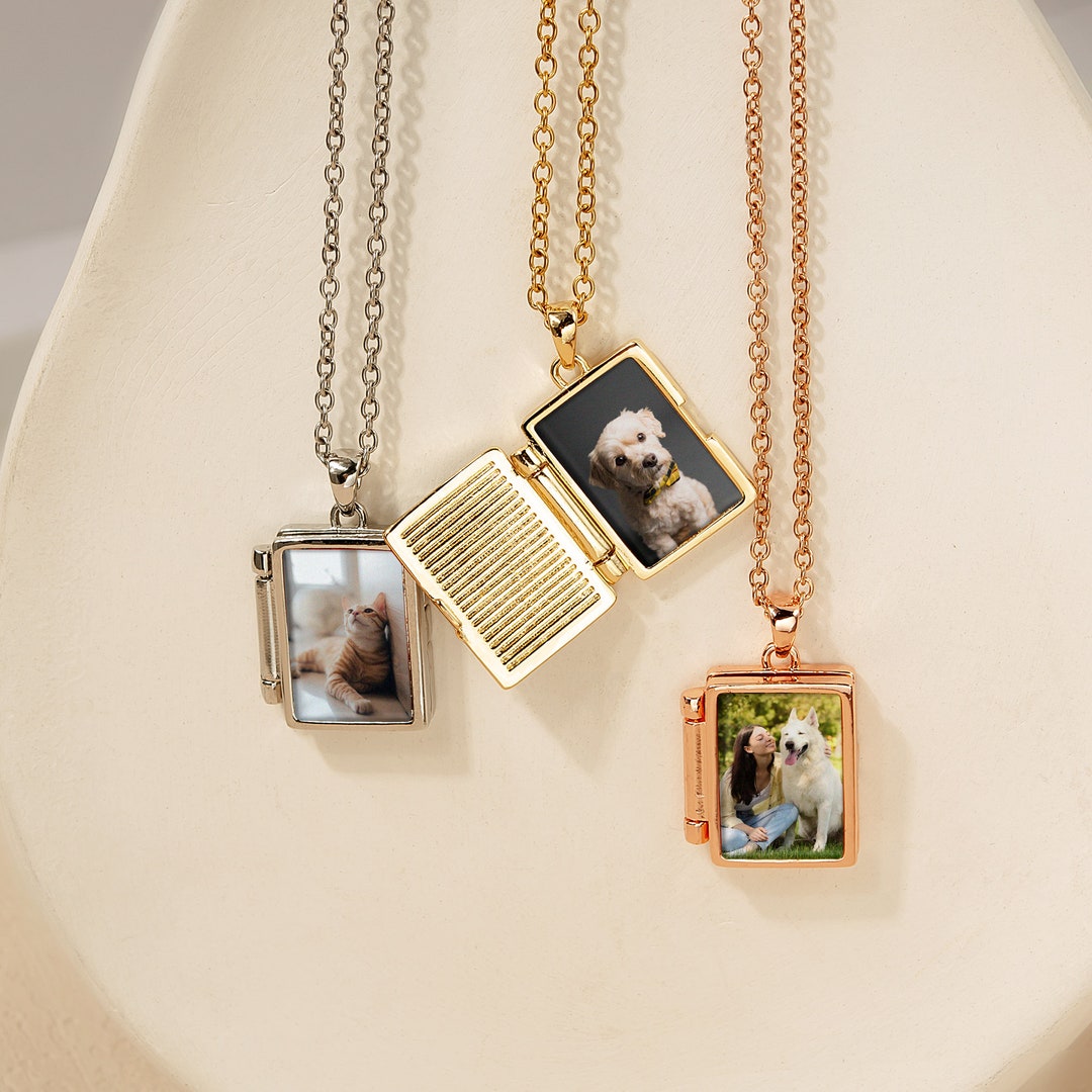 Dog Photo Necklace - Custom Locket Necklace With Pet Pictures ...
