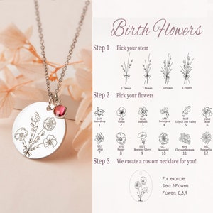 Birth Flower Necklace - Etsy