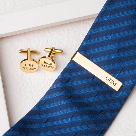 Tie Clip and Cufflink Set Personalized Tie Clip and Cufflink - Etsy
