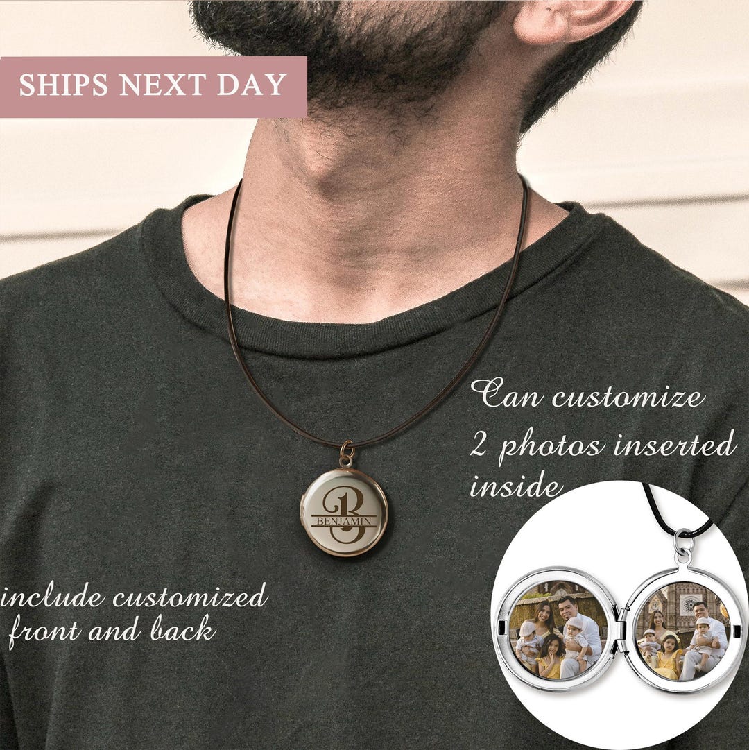 Locket Necklace Gifts for Him - Engraved Name Locket Pendant With ...
