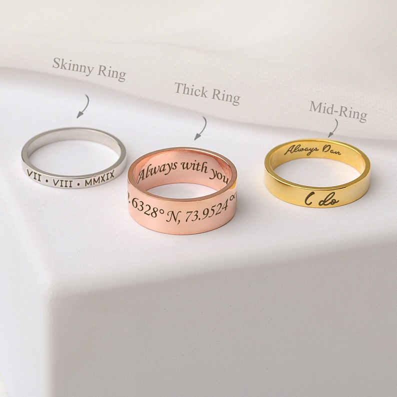 Custom Word Ring Inside Engraved Ring Dainty Name Ring - Etsy
