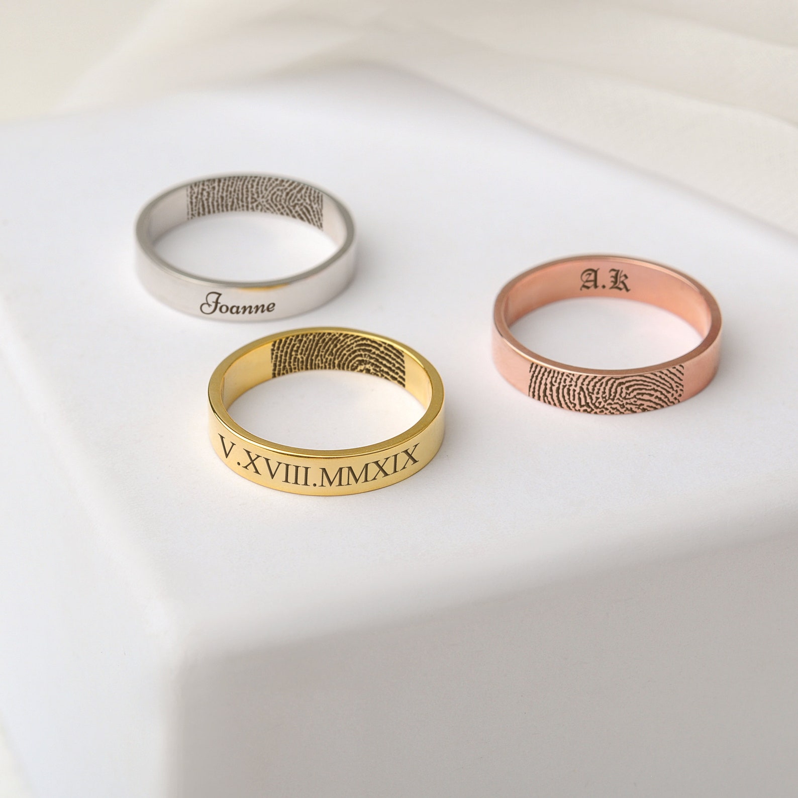 Memorial Gift Fingerprint Ring Engraved Ring With Actual - Etsy UK