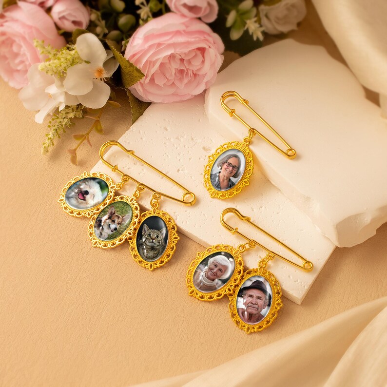 Custom Lapel Pin With Photo - Bridal Bouquet Photo Locket - Groom Gift ...