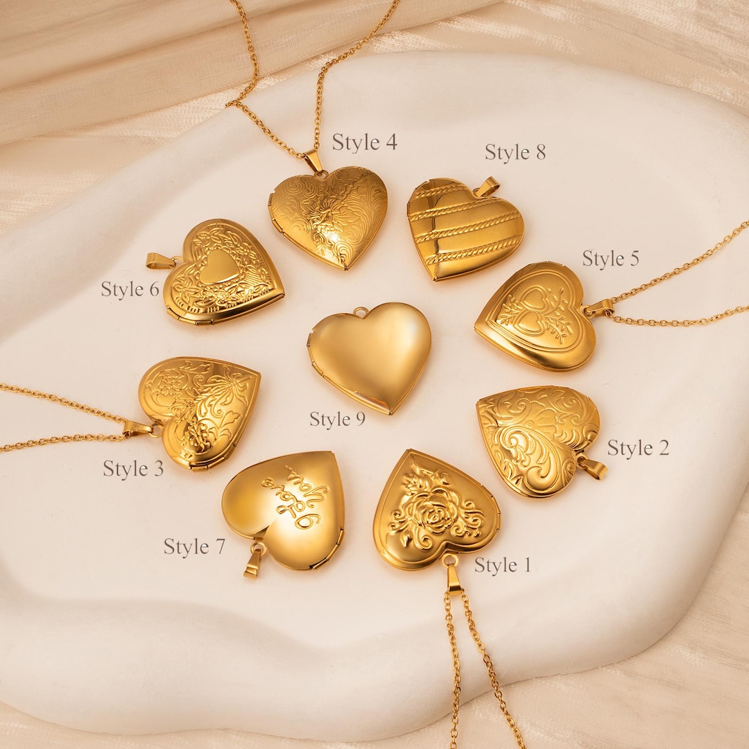Personalized Gold Heart Locket Necklace - Custom Locket With Photo ...