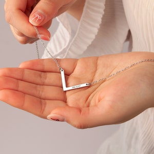 Custom Necklace Dainty V Necklace Engraved V Necklace Layering Necklace ...