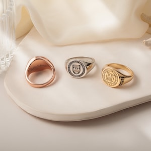Custom Signet Ring College Emblem Signet Ring -personalized Ring Class ...