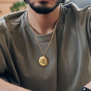 Boyfriend Gift Mens Locket Custom Locket Necklace Personalized Monogram ...