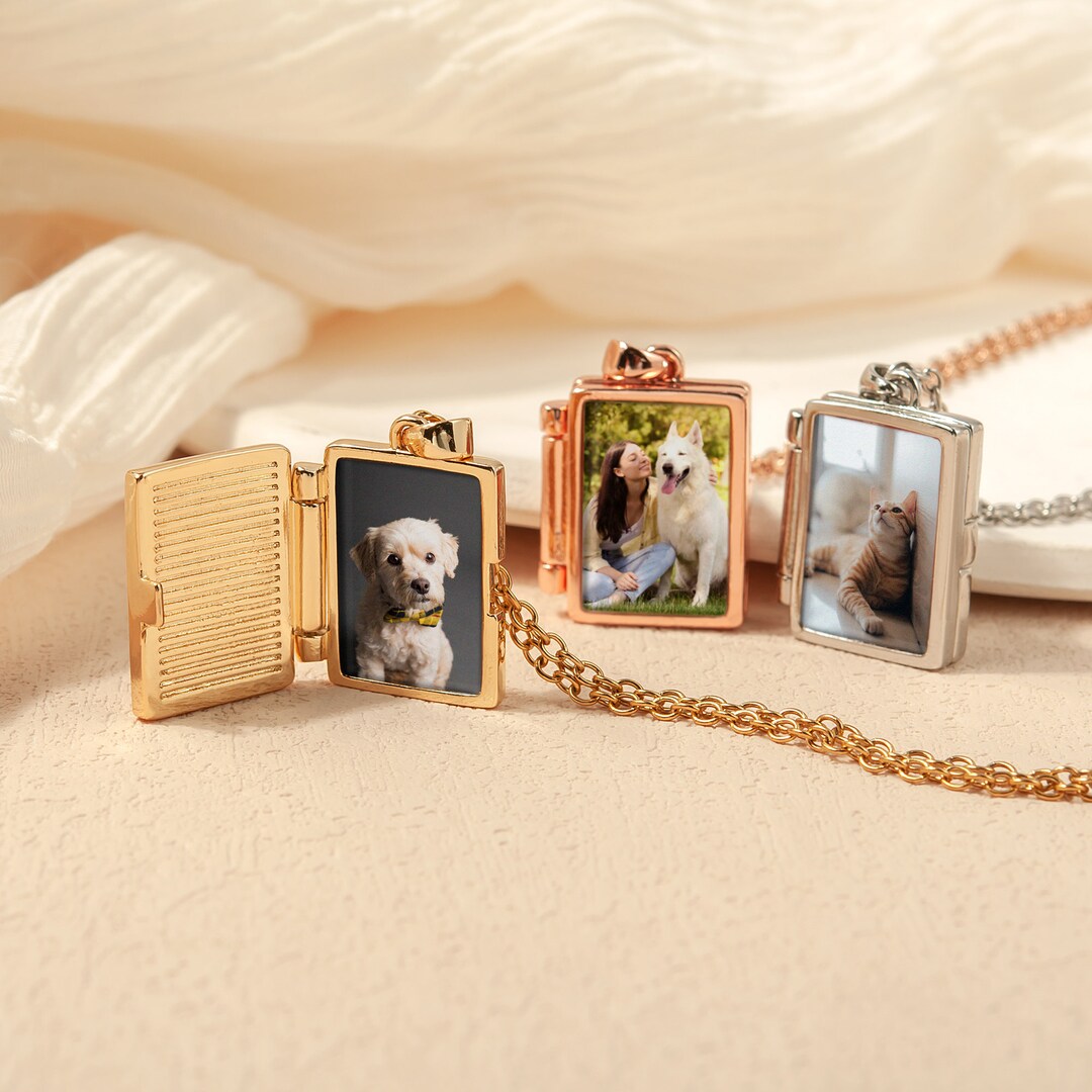 Dog Photo Necklace Custom Locket Necklace With Pet Pictures ...