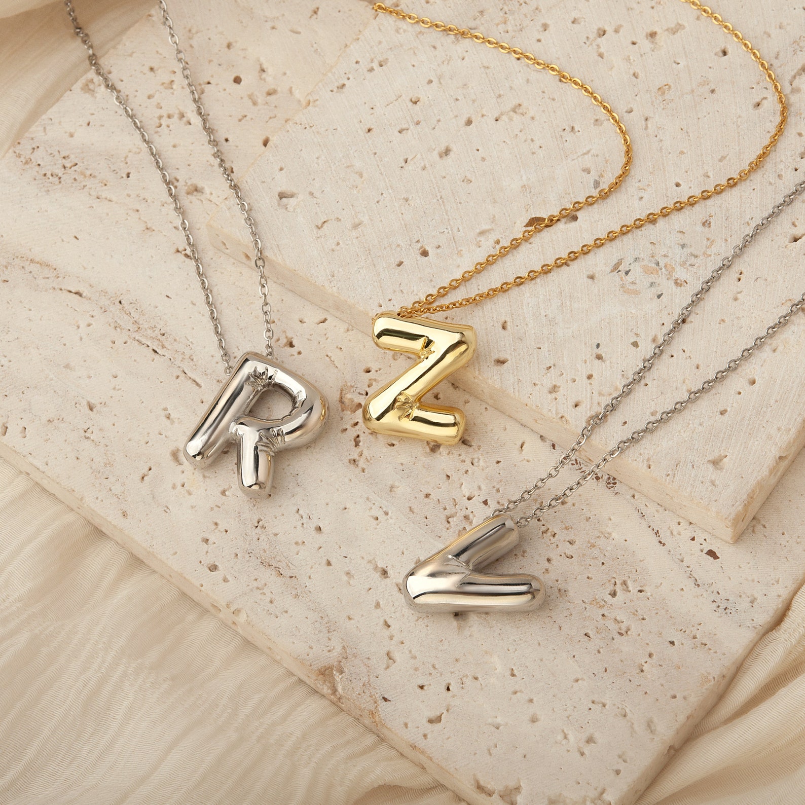 Balloon Letter Necklace Bubble Letter Initial Pendant Bubble Jewelry ...