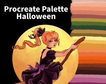 Halloween Witch Procreate Hand Drawn Brush Stamps and Color Palette ...