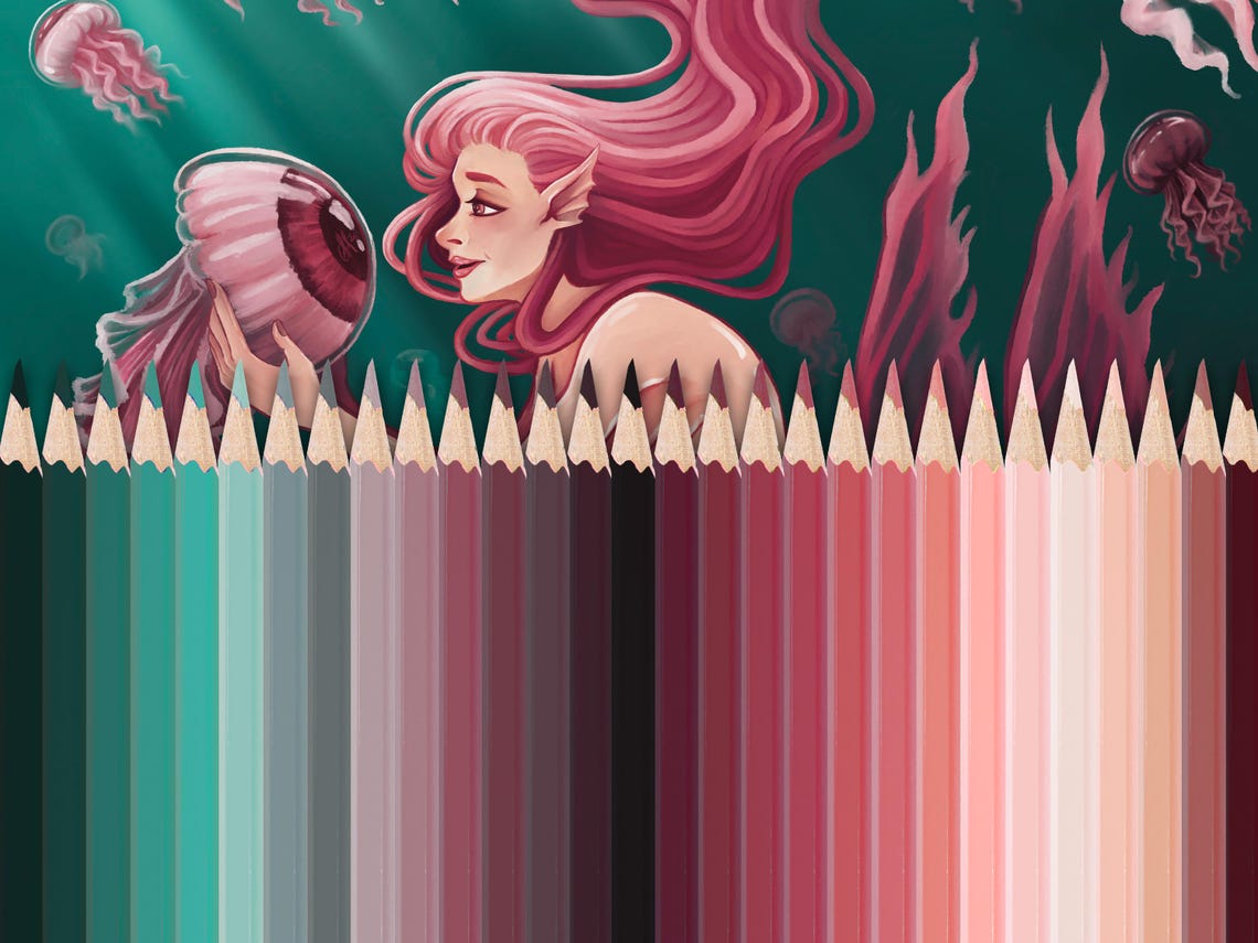 Tropical Mermaid Procreate Color Palette the Sea of See Pink and Teal ...