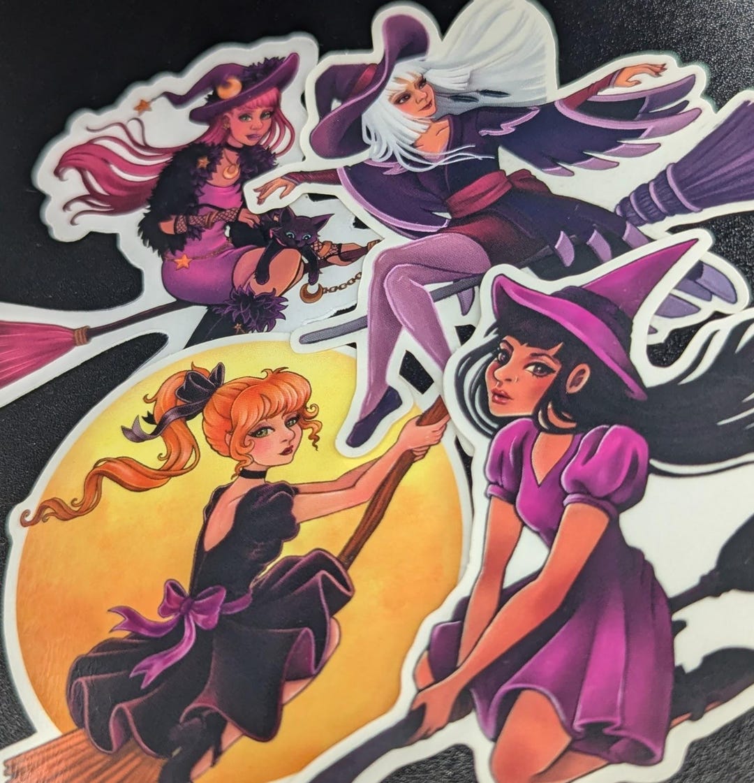 3" Witch Stickers - Transparent Vinyl - Halloween Gothic Dark Fantasy ...