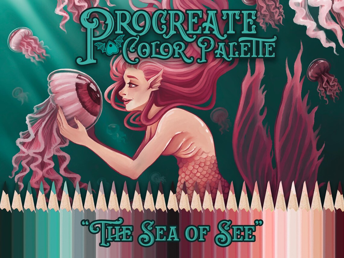 Tropical Mermaid Procreate Color Palette the Sea of See Pink and Teal ...