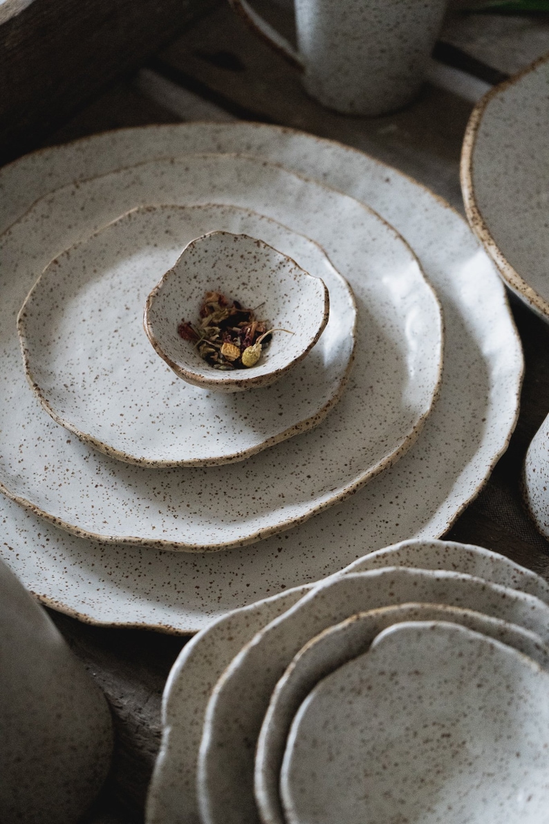 Speckled Oat Stoneware Plates - Etsy